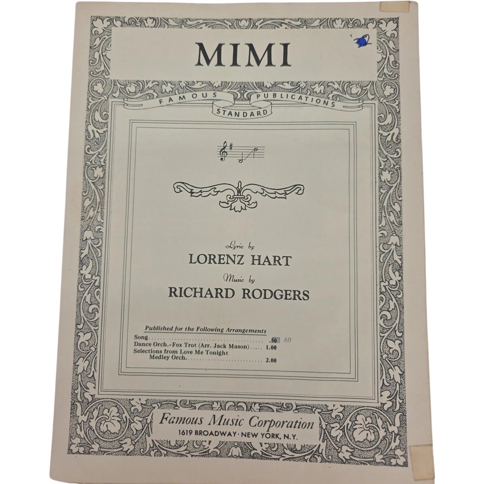 Vintage Mimi Sheet Music 1932 Richard Rodgers Lorenz Hart Love Me Toni