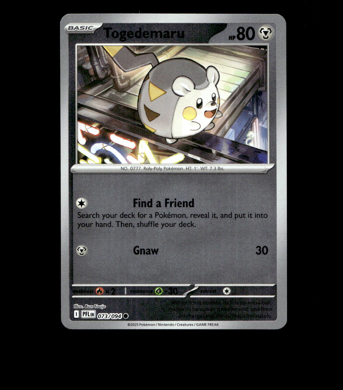 Togedemaru – 073/094 – Phantasmal Flames – Reverse Holo Near Mint