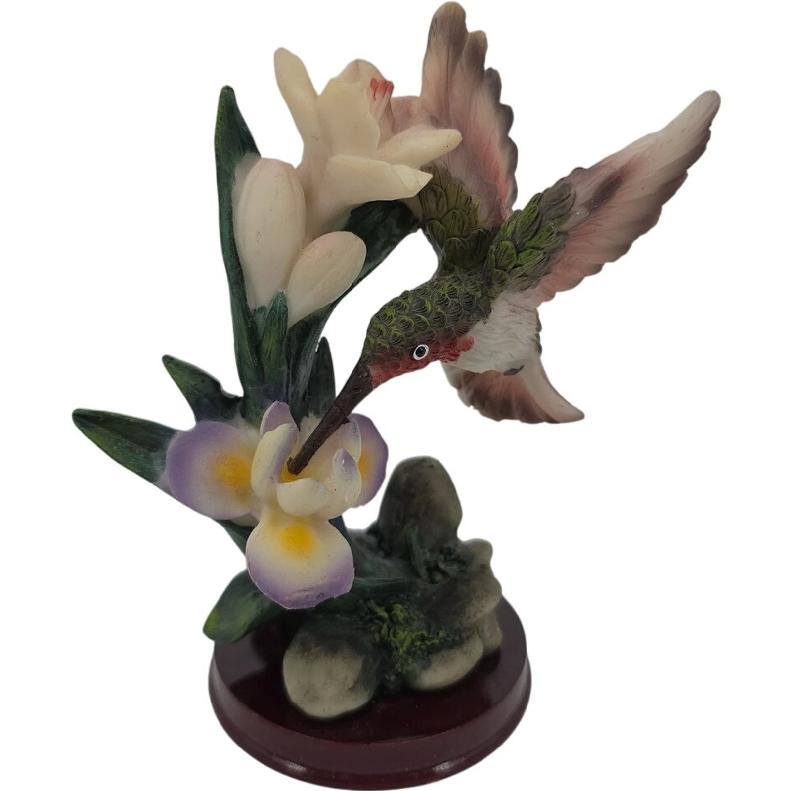Porcelain Figurine Hummingbird Montefiori Collection With Wood Base PD